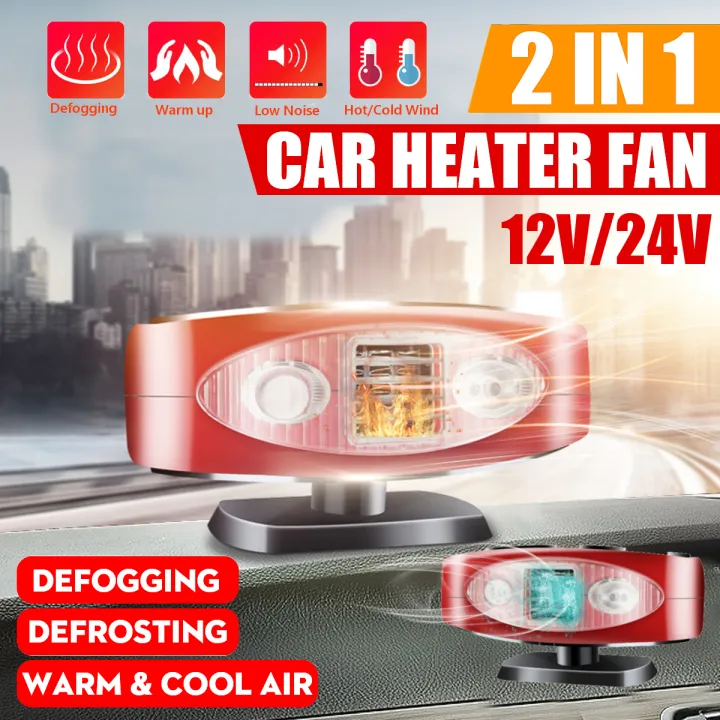 24V 500W 360° Rotating Portable Car Auto Electric Heater 2 In 1 Hot ...