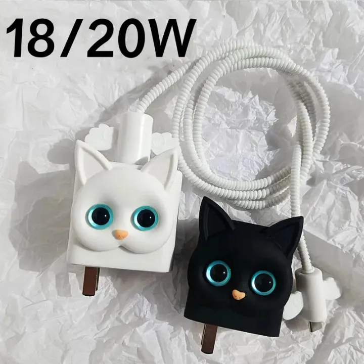 Cute 3d Cat Charging Protective Sleeve For Ios Charger 18/20w Power ...