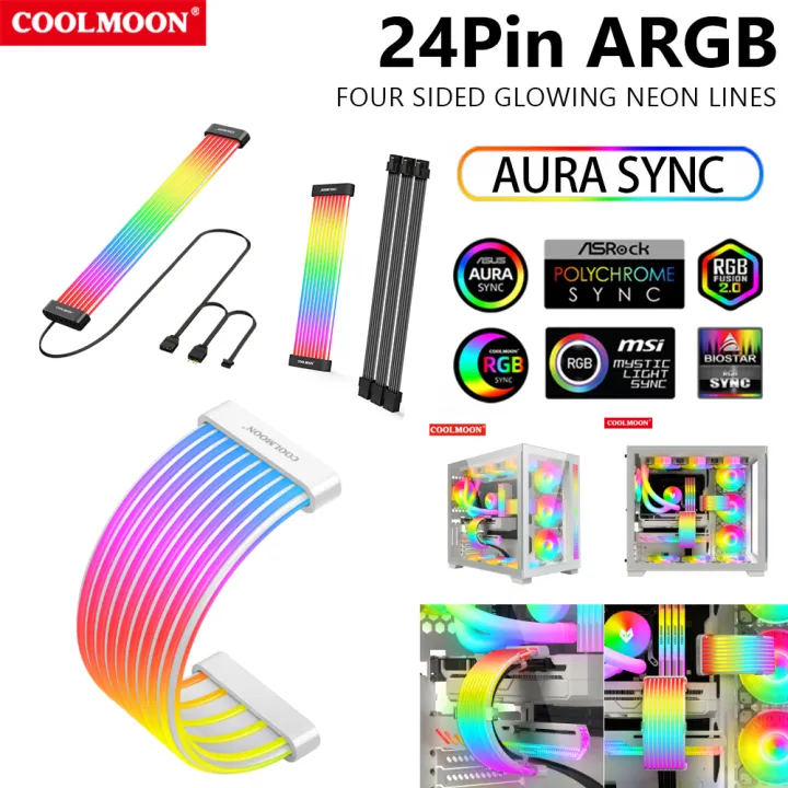 Coolmoon Aosor Argb 8pin/24pin Motheboard Power Extension Cord Wire Pc ...