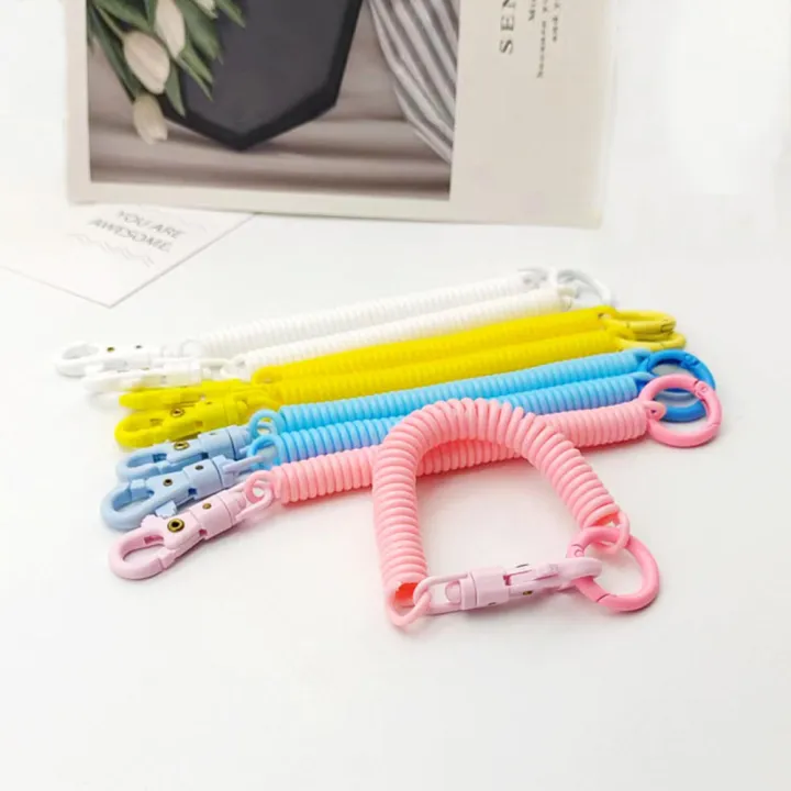 10. Spring Keychain Retractable Coil Springs Key Holder Stretchy Coil ...