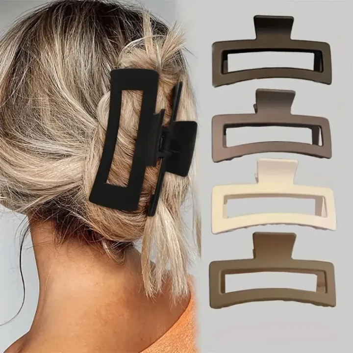 Oversized Frosted Square Block Grab Clip Back Head Hair Volume Multi ...