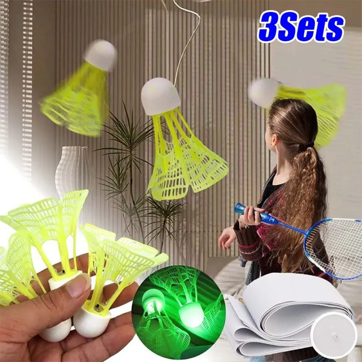 3Sets Durable Nylon Badminton Trainer Set Elastic Lightweight Single ...