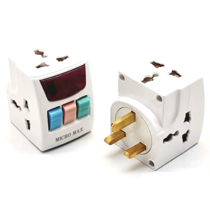 Multi Plug - Multi Socket - 13A Square Pin - Universal Plug Travel Adapter TOBO (3 Way Outlet ...