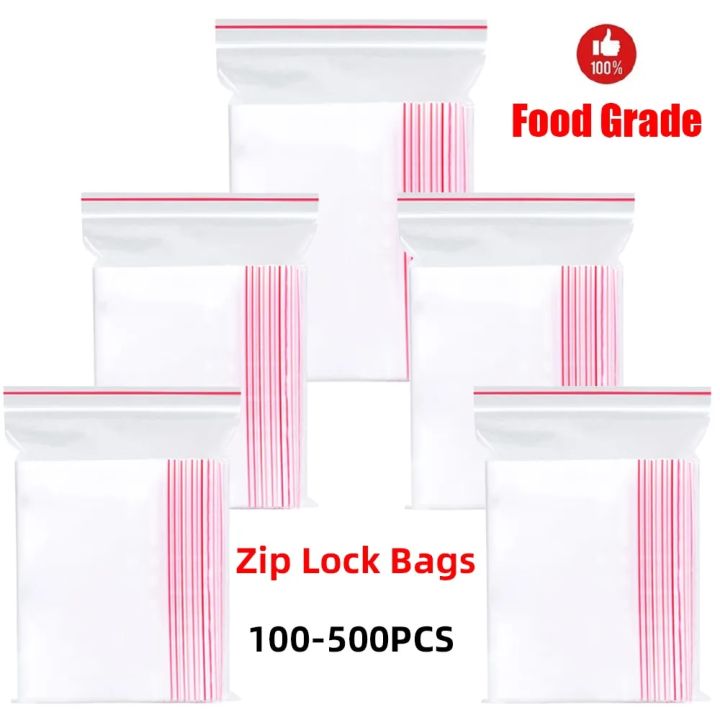 zip lock bags 100-500PCS Resealable Zip Lock Plastic Bags Self Seal ...