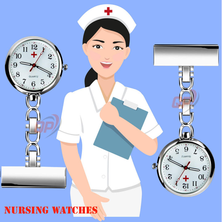 QP Nurses Watches Doctor Fob Watch Brooches Stainless Steel Battery ...