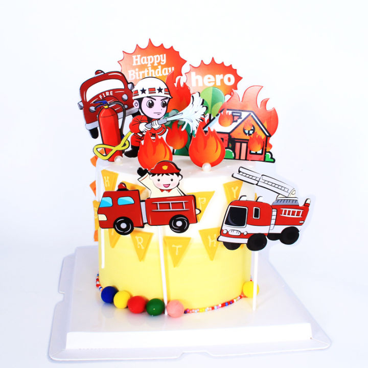 Firefighters Fireman Set Ladder Truck Diy Cake Per Cake Cupcake Pers ...