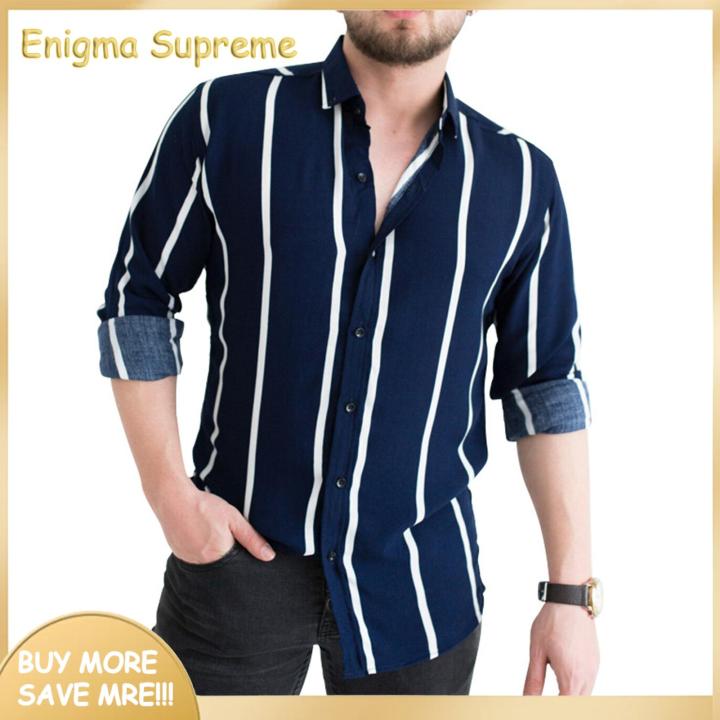 Enigma- Casual Shirt Striped Print Striped Print Slim Fit Men Shirt ...