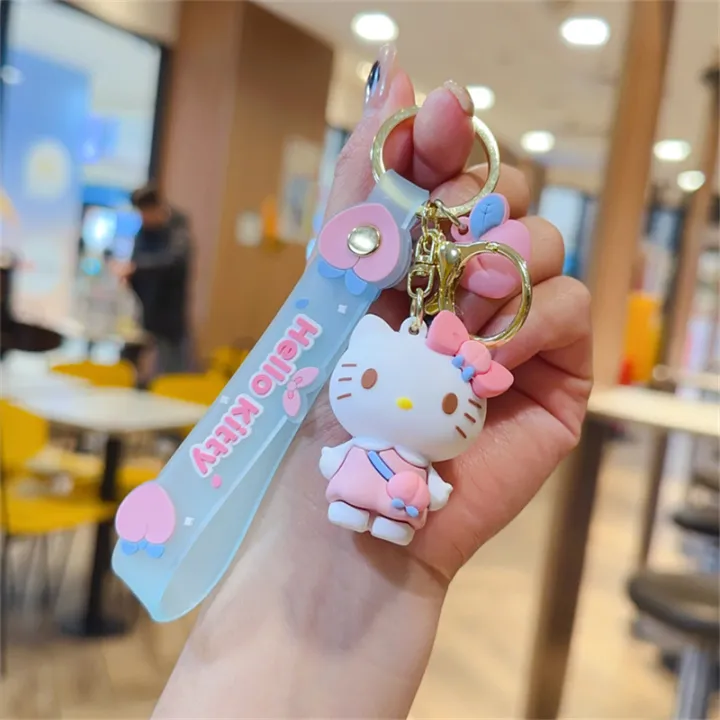 Kawaii Sanrio Hello Kitty Kuromi Keychain My Melody Pompom Purin ...