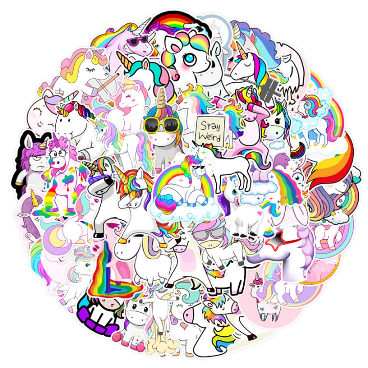 20/40/60 pcs of cartoon cute unicorn sticker pack for girls kids ...