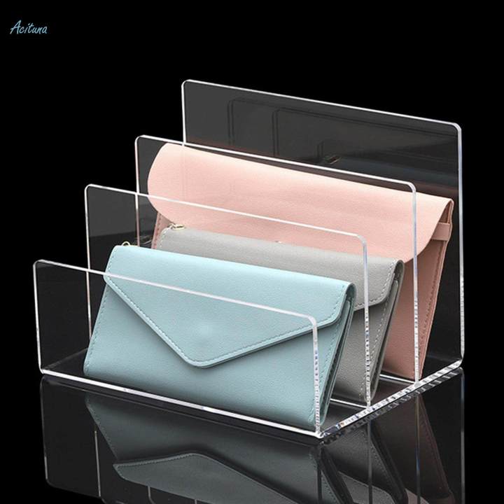 Clear Acrylic File Sorter Mail Organizer Magazine Rack Vertical Desk ...