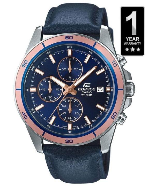 Casio Edifice Blue Genuine Leather Analog Watch For Men | Daraz.lk