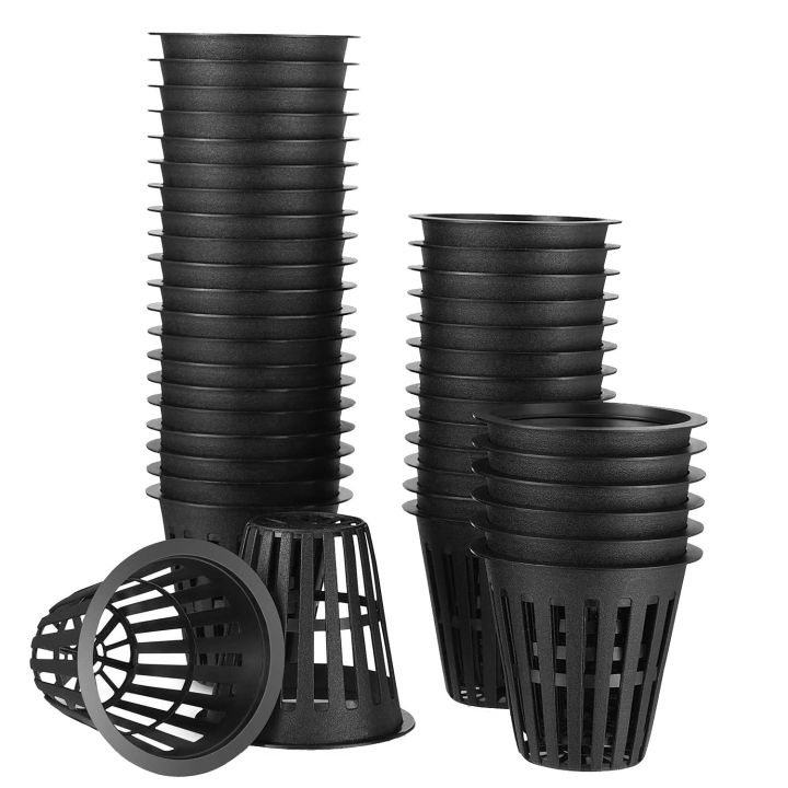 60 Pack 2 Inch Slotted Mesh Wide Lip Plant Net Basket for Hydroponics ...