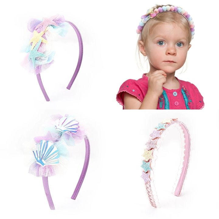 Fashion Glitter Star Headbands For Girls Rainbow Lace Hair Bnads Cute ...