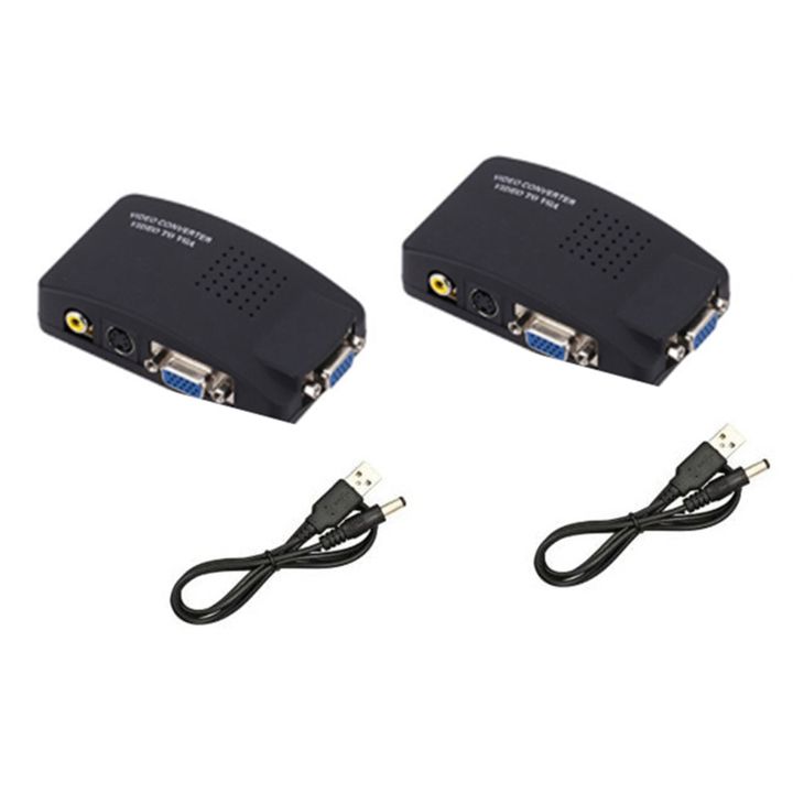 2X AV to VGA Adapter RCA VGA Converter PC RCA Composite S-Video AV ...