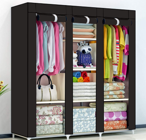 3 Door Storage Wardrobe Foldable and Movable Cloth/Fabric Wardrobe with ...