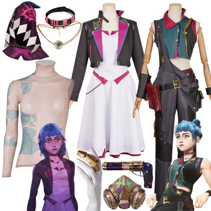 Arcane Jinx Cosplay Tight Tattoo Shirt Costume for Women Clothes Game ...