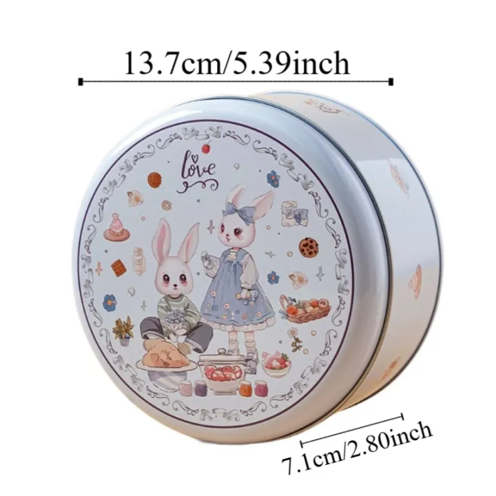 Cartoon Rabbit Printed Tinplate Candy Chocolate Boxes Empty Cookie Tin ...