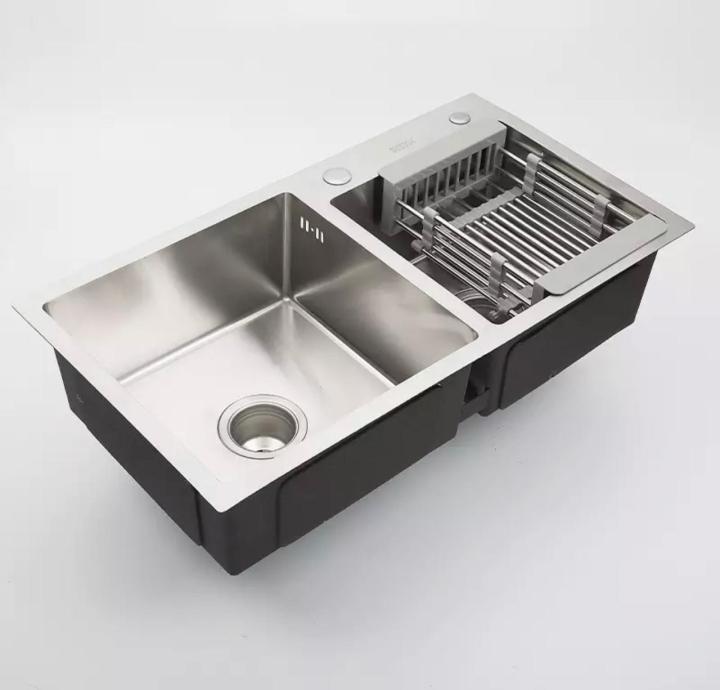 82*45cm Double Bowl kitchen silver nano 304 stainless steel sink set ...