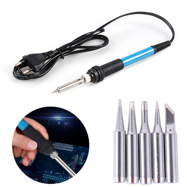 220V 60W Adjustable Temperature Electric Welding Soldering Iron Tool with 5 Tips | Daraz.lk