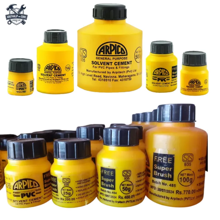PVC Gum, PVC Glue, and Arpico Solvent Cement for PVC Pipes and Fittings ...
