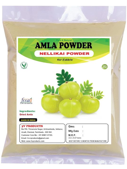 3V PRODUCTS Organic Amla Powder 200g for Eating and Drinking | Indian Gooseberry | Nellikai ...