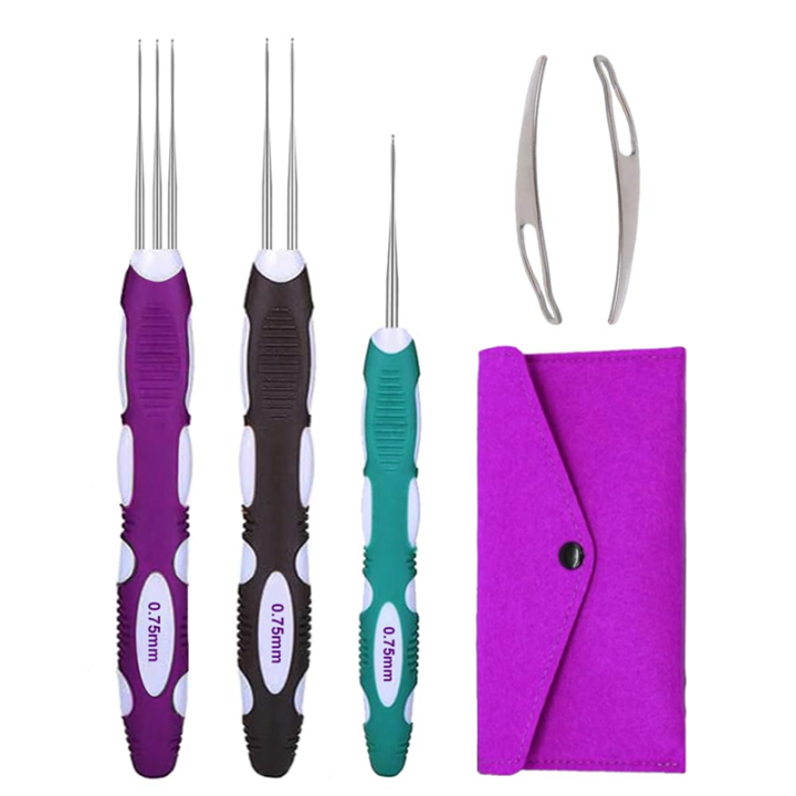 Dreadlock Crochet Needle Tool with Ergonomic Handle, 3Pcs Hair Braid ...