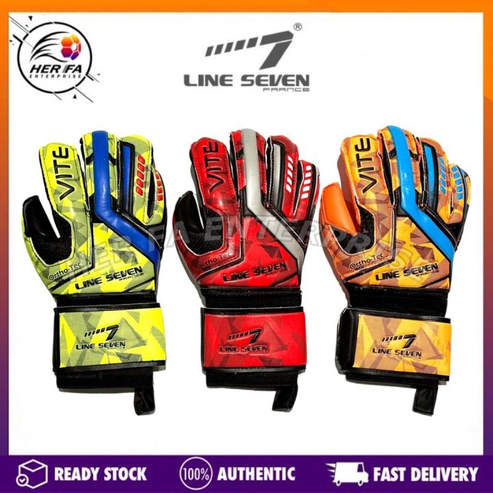 LINE SEVEN VITE Football Goalkeeper Gloves with Fingersave 100%ORIGINAL ...