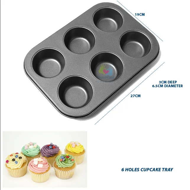Non Stick Cupcake & Muffin baking tray 6 Cups | Daraz.lk