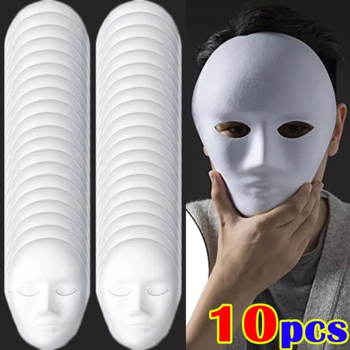 10 s DIY Full Face Masks Paper Blank White Halloween Cosplay Paintable ...