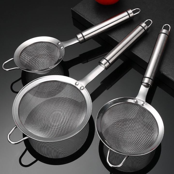 New Fine Mesh Skimmer Spoon Rust-proof Stainless Steel Flour Sieve ...