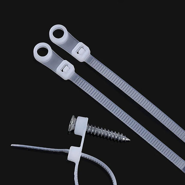 100pcs Screw Hole Cable Fixed Cable Nylon Cable Zip With Screw Hole ...