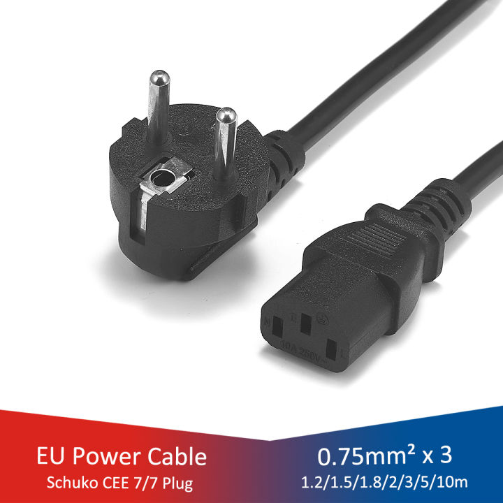【New Arrivals】PC Power Extension Cord 2m 5m 10m Schuko EU Plug IEC C13 ...