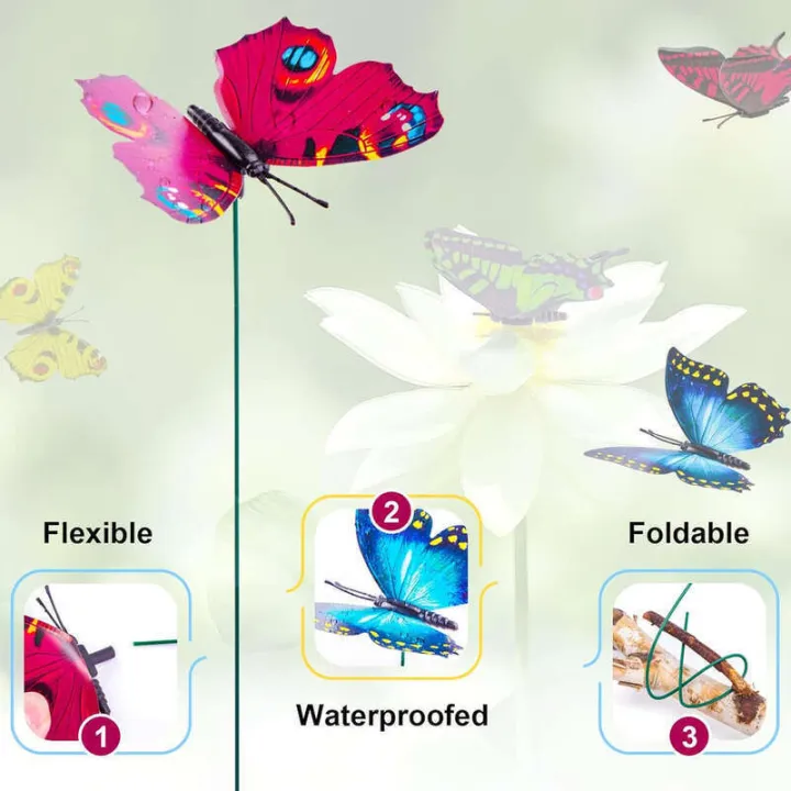 Linman VGOODALL 50PCS Garden Decorations, 11.8 inch Butterfly Stakes ...