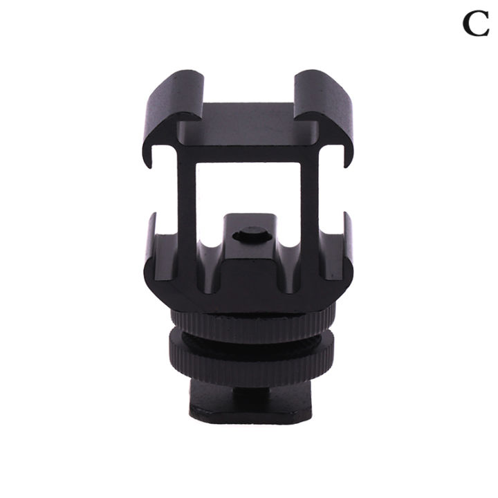 Camera Three-Head Hot Shoe Mount Adapter Dual Screws Bracket Holder for ...
