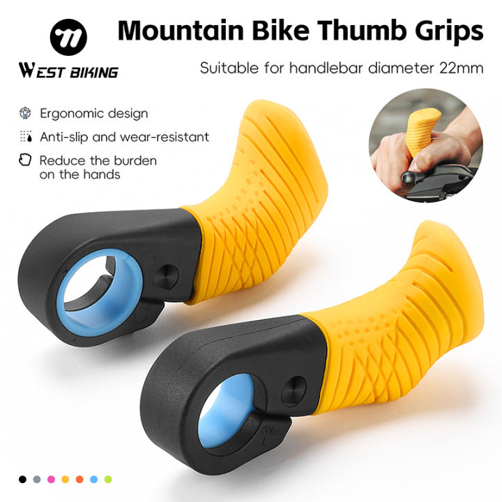 WEST BIKING MTB Ergonomic Thumb Support Grips 1 Pair Multicolor Bicycle Small Auxiliary ...