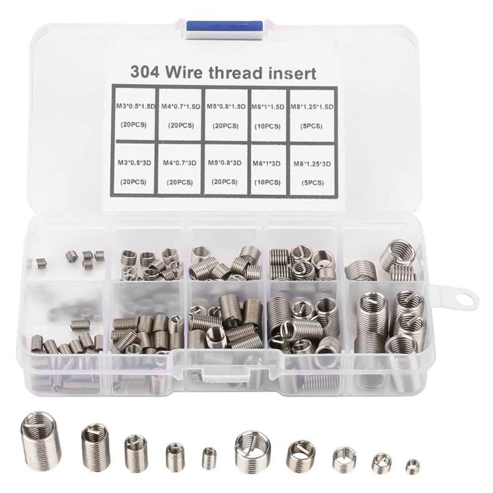 150Pcs Thread Repair Inserts M3 M4 M5 M6 M8 Stainless Steel Heli Coil Thread Repair Insert Wire ...