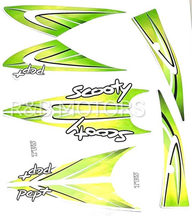 Tvs Scooti Pep+ White Bike Green Stickers Full Kit | Daraz.lk