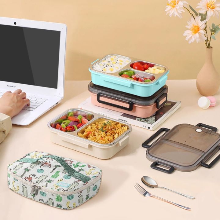 WORTHBUY Stainless Steel Grid Lunch Box With Bag Tableware Leak Proof ...