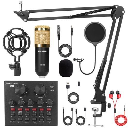 8Pcs set V8 Sound Card Professionel Microphone Studio Mic Condensador singing Speeching ...