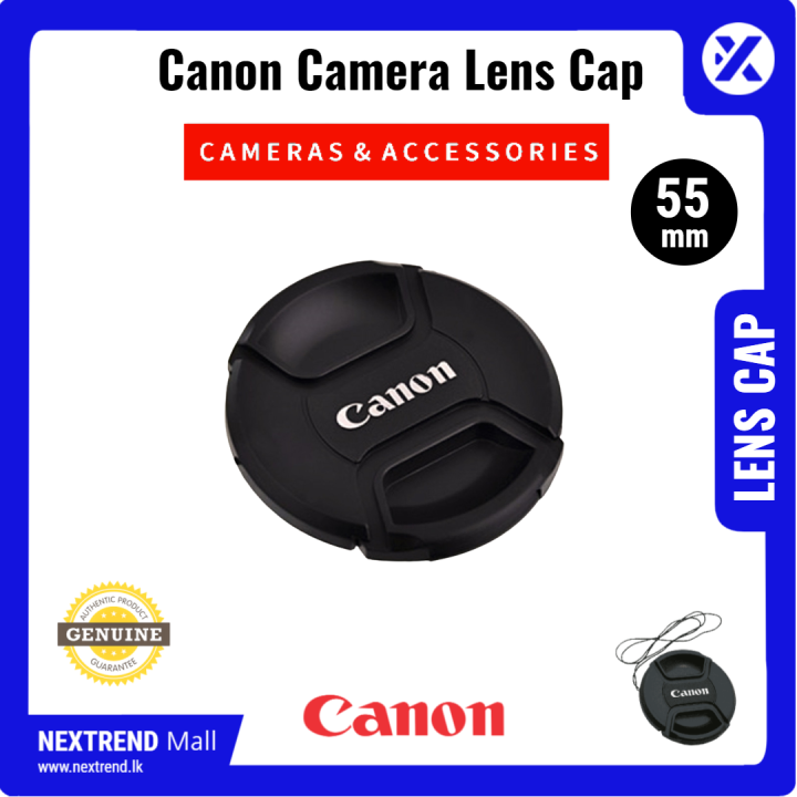 Canon Lens Cap 55mm with Canon Logo Center Pinch Snap-on Front DSLR SLR Lens Cap with Safety ...