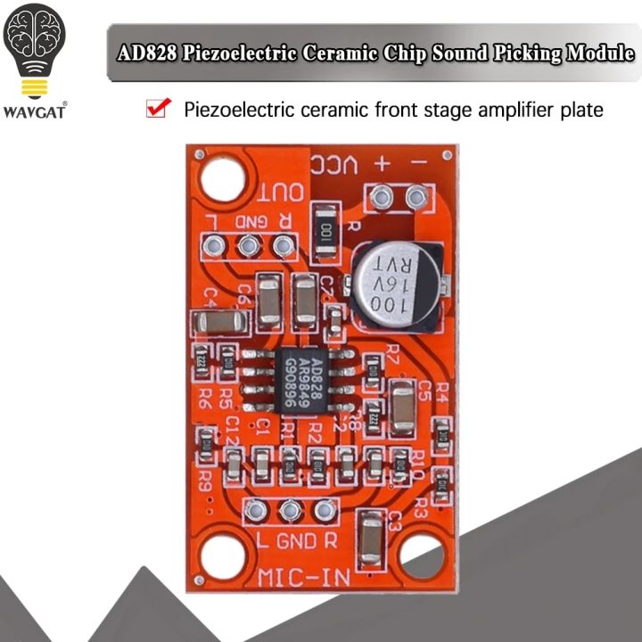 WAVGAT DC 3.8V-15V AD828 Stereo Dynamic Microphone Preamplifier Board ...