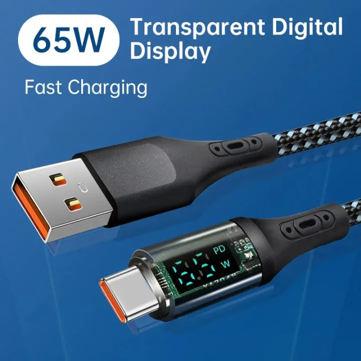 65W Super Fast Charging Type-c Dual-head Data Cable PD Digital Display ...
