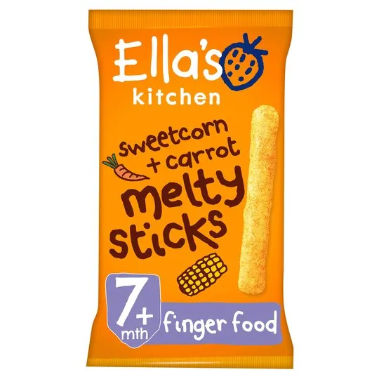Ella's Kitchen Organic Sweetcorn & Carrot Melty Sticks Baby Snack 7 ...
