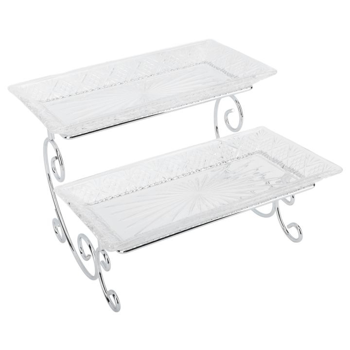 2 Tiered Glass Buffet Serving Tray Exquisite Glass Buffet Serving Tray ...