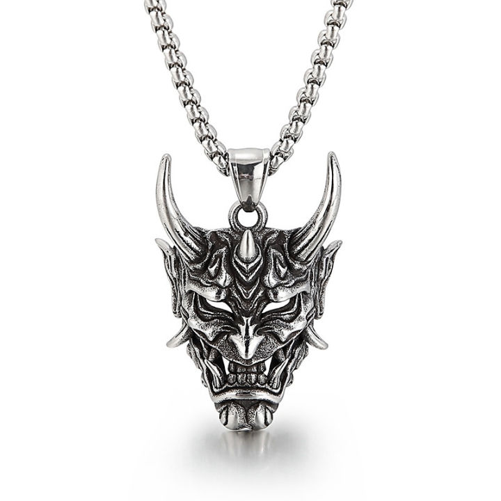 Cross-Border E-Commerce Ghost Warrior Mask Necklace Vintage Hip Hop ...