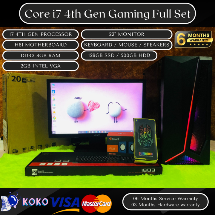 Core I7 4th Gen RGB Gaming Desktop PC Computer Full Set | 8GB Ram ...