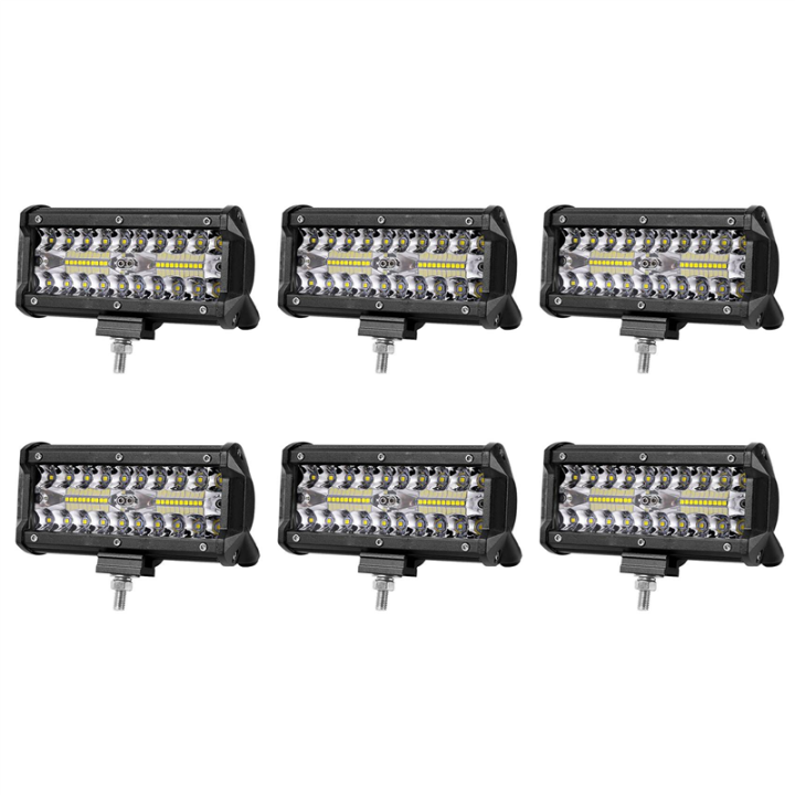 6set 7Inch 120W Combo Led Light Bars Spot Flood Beam for Work Driving ...