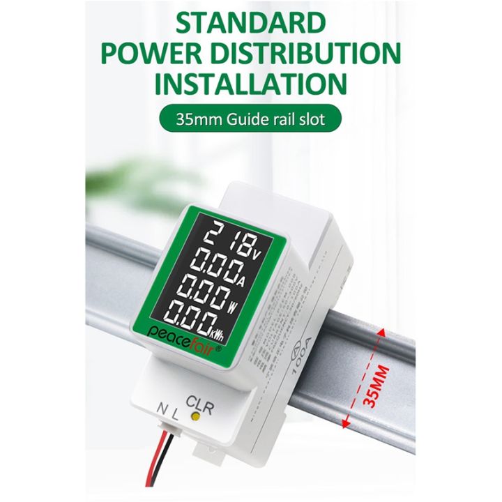 Peacefair Din Rail Power Energy Meter Electronic Kwh Meter Wattmeter ...