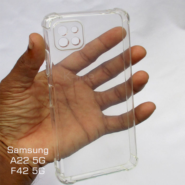 A22 5G, F42 5G Drop proof Transparent Back Cover for Samsung Galaxy A22 5G, F42 5G Mobile phones ...