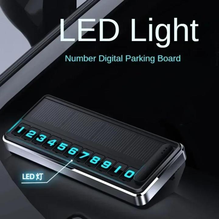 Solar Car Phone Number Plate Led Lighting Temporary Parking Card Hidden ...